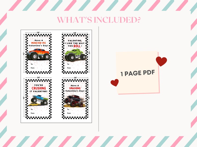 Instant Digital Download, Monster Truck Valentine Card, Monster Truck ...