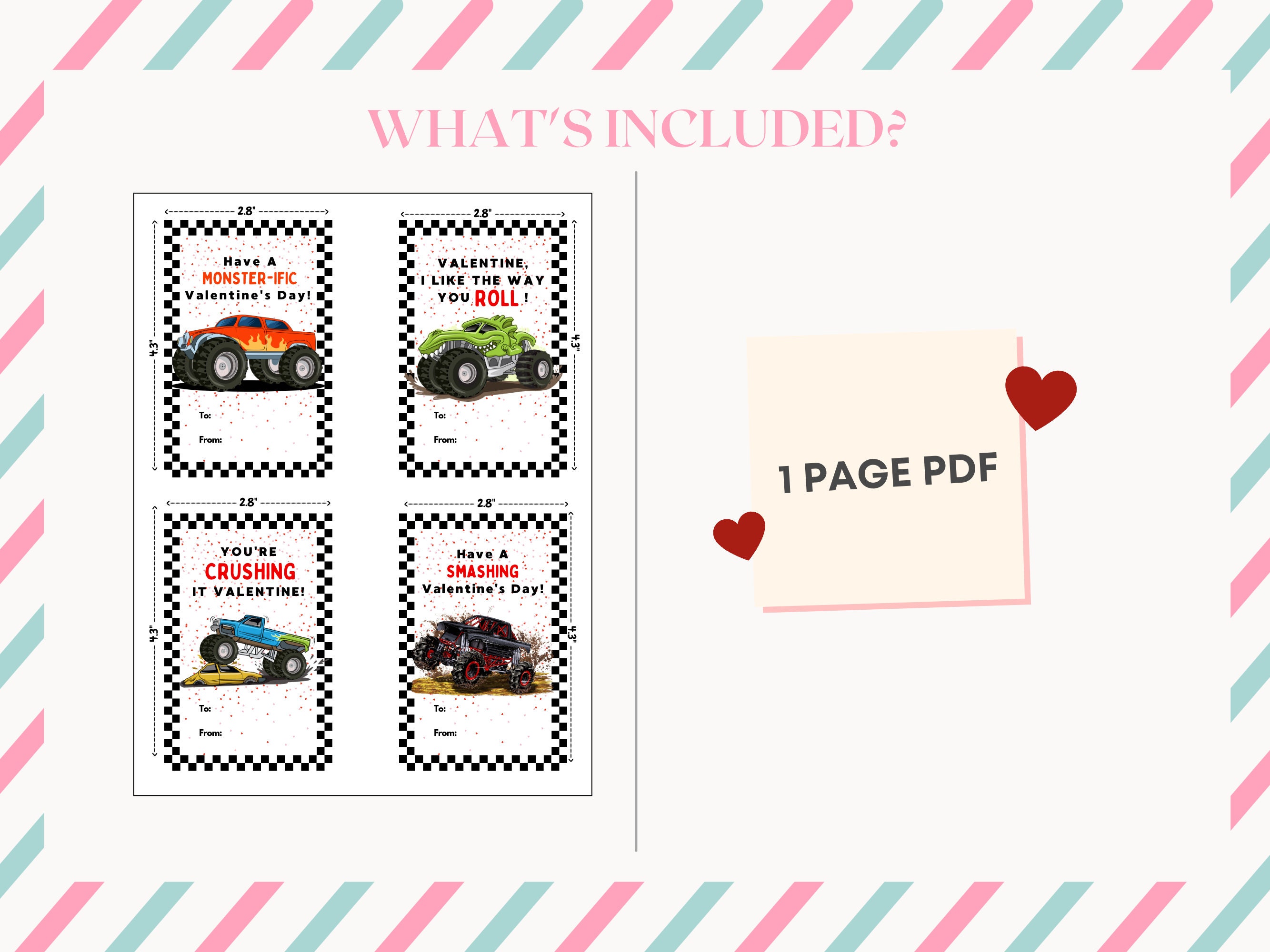 Instant Digital Download, Monster Truck Valentine Card, Monster Truck ...