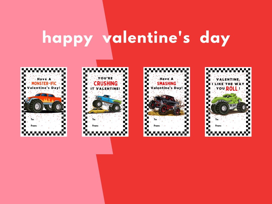 Instant Digital Download, Monster Truck Valentine Card, Monster Truck ...