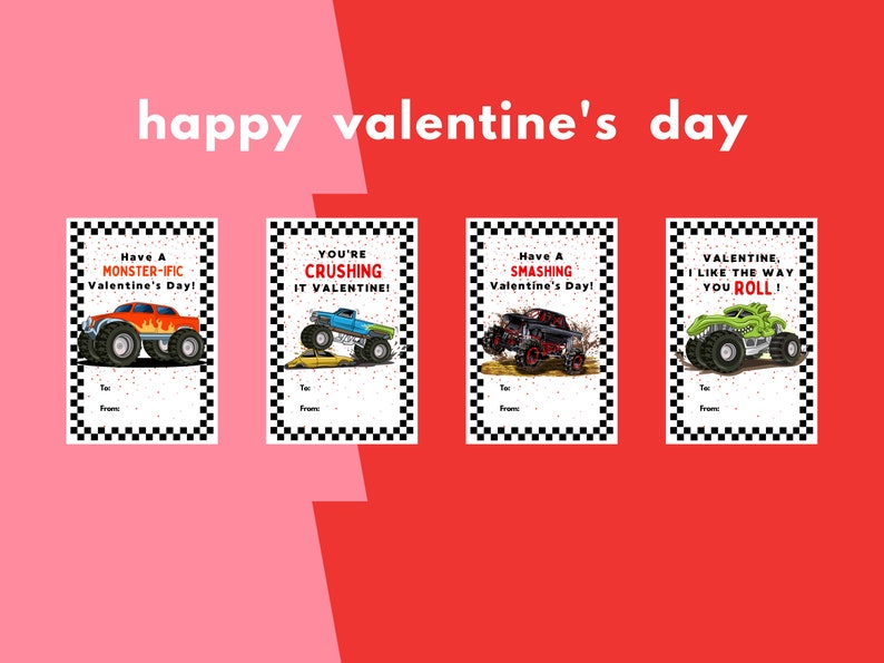 Instant Digital Download, Monster Truck Valentine Card, Monster Truck ...