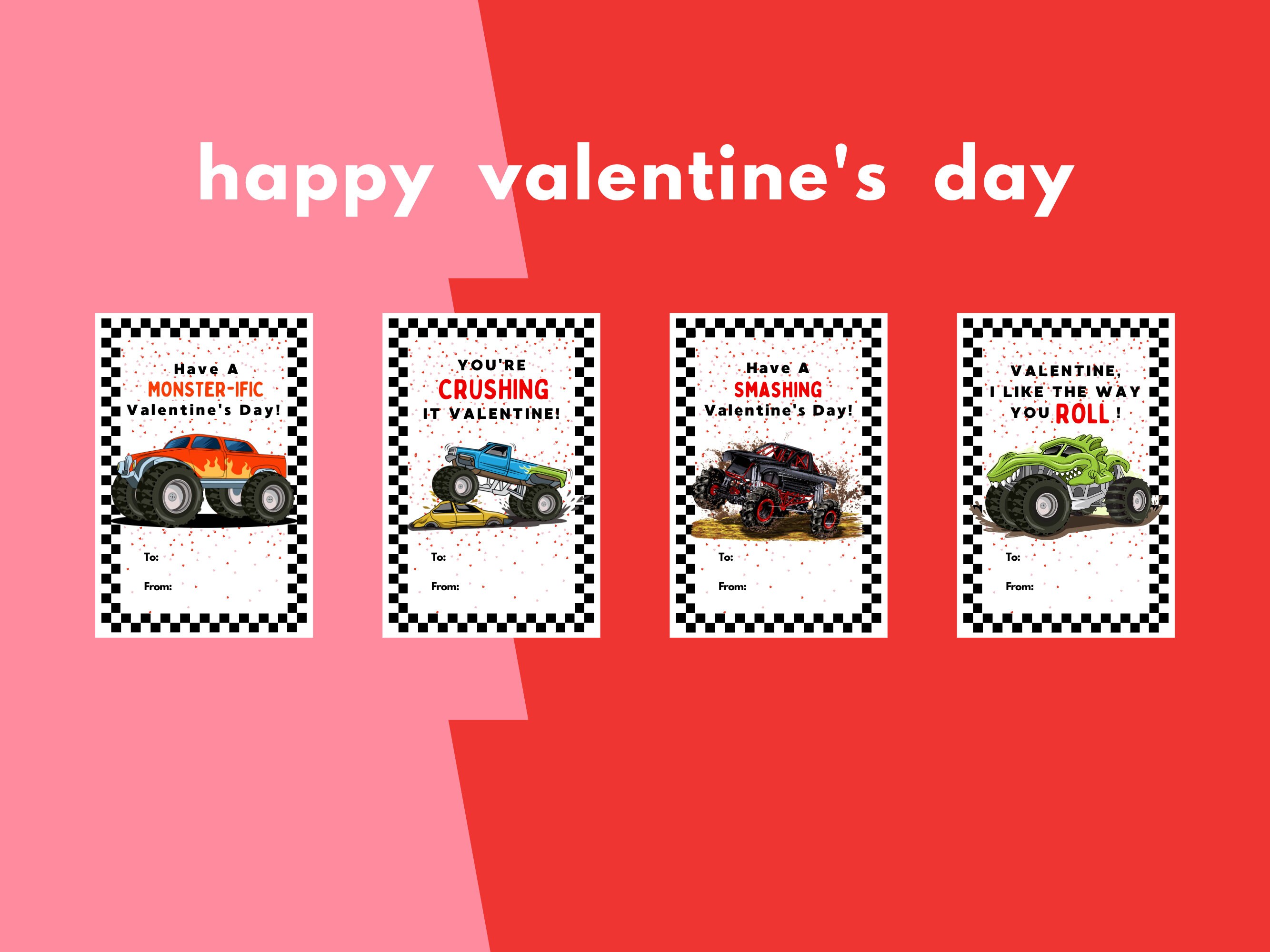 Instant Digital Download, Monster Truck Valentine Card, Monster Truck ...
