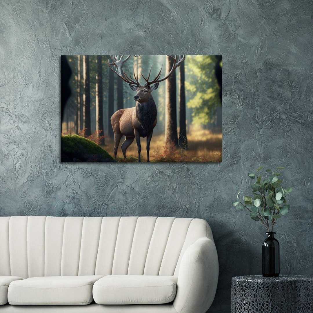 Deer Canva Deer Standing in Forest Canva Nature Wall Art Nature Canva ...