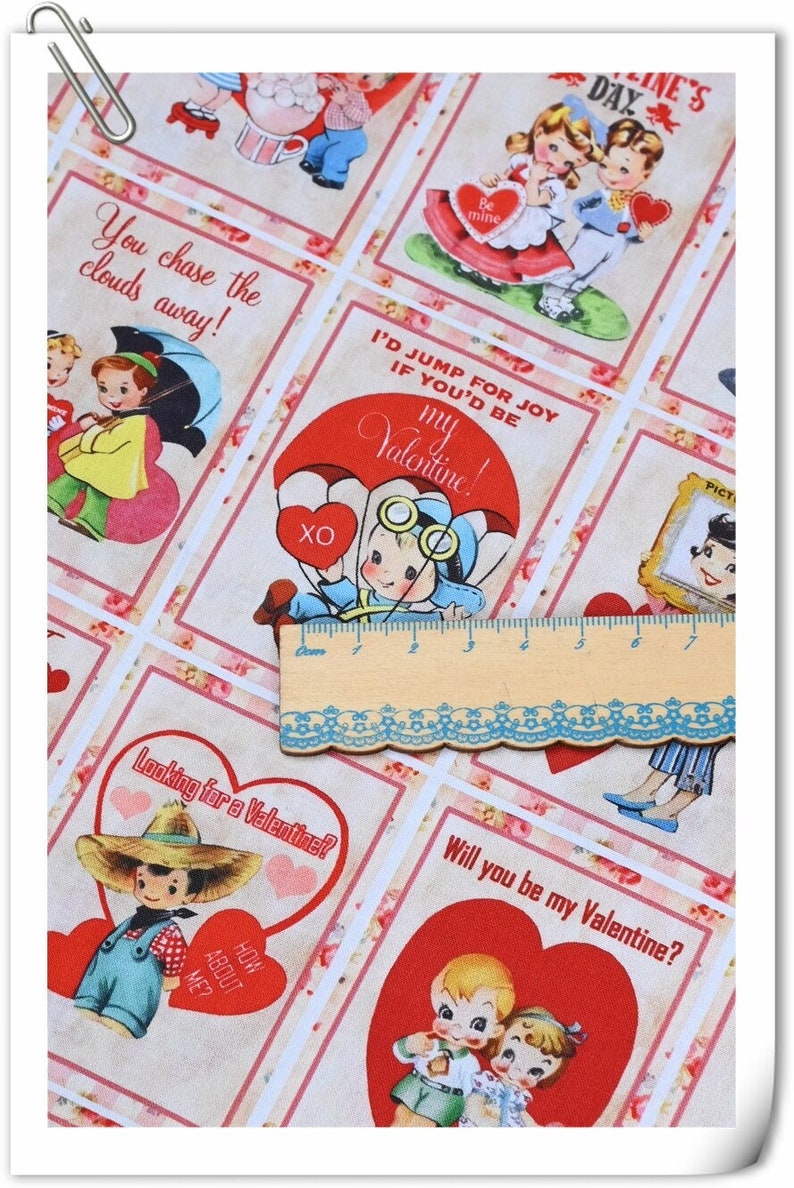 Vintage Inspired Cute Valentines Fabric Retro Hearts Material - Etsy