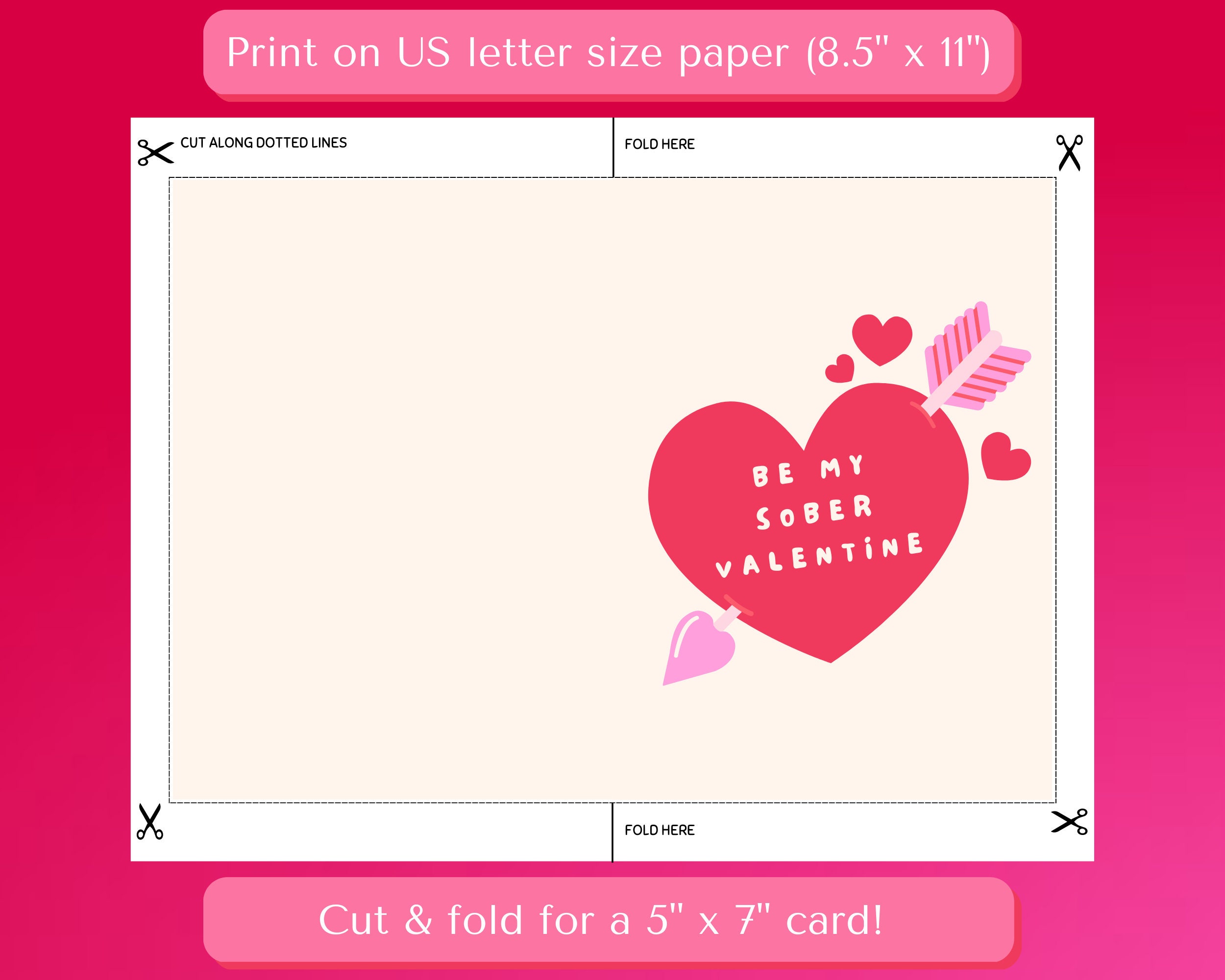 Be My Sober Valentine, Printable Addiction Recovery Card, Alcoholics ...
