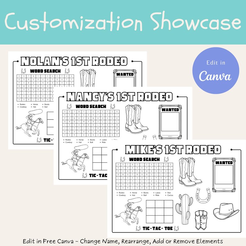 Editable 1st Rodeo Coloring Page: Western Birthday Party Activity ...