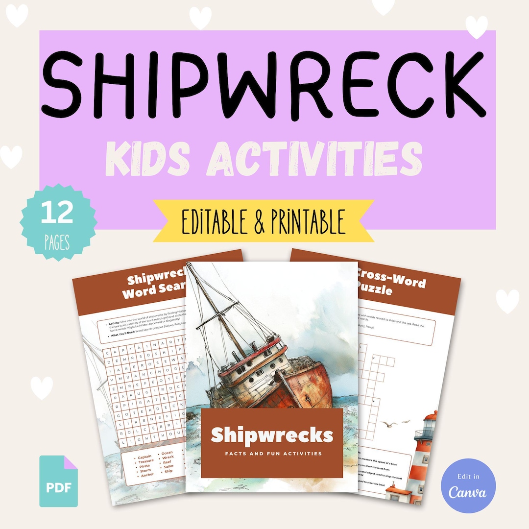 Shipwreck Activities Pack for Kids - Editable and Printable - Etsy