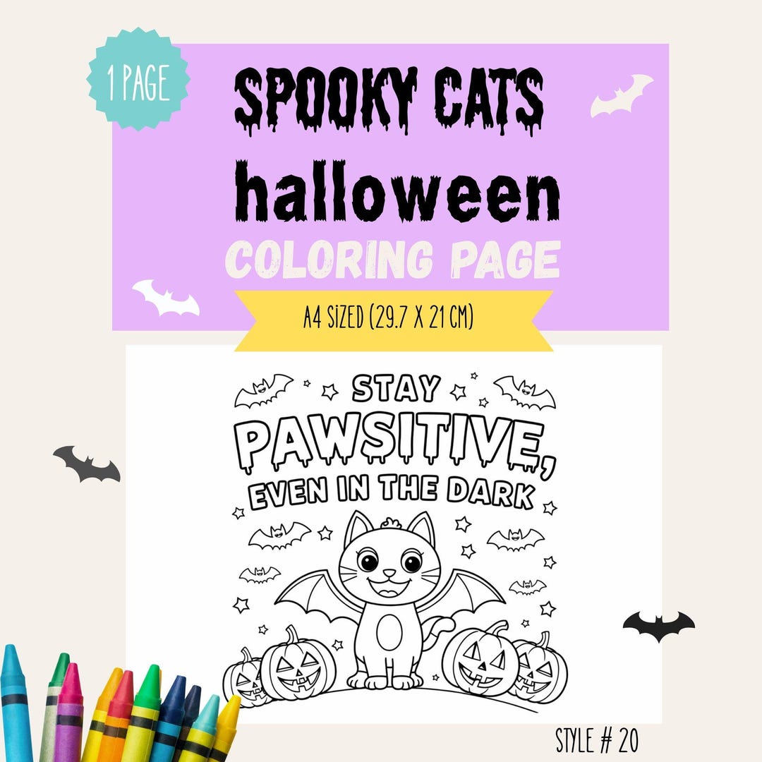 Spooky Cat Coloring Page #20 | Printable Halloween Cat PDF | Kids ...