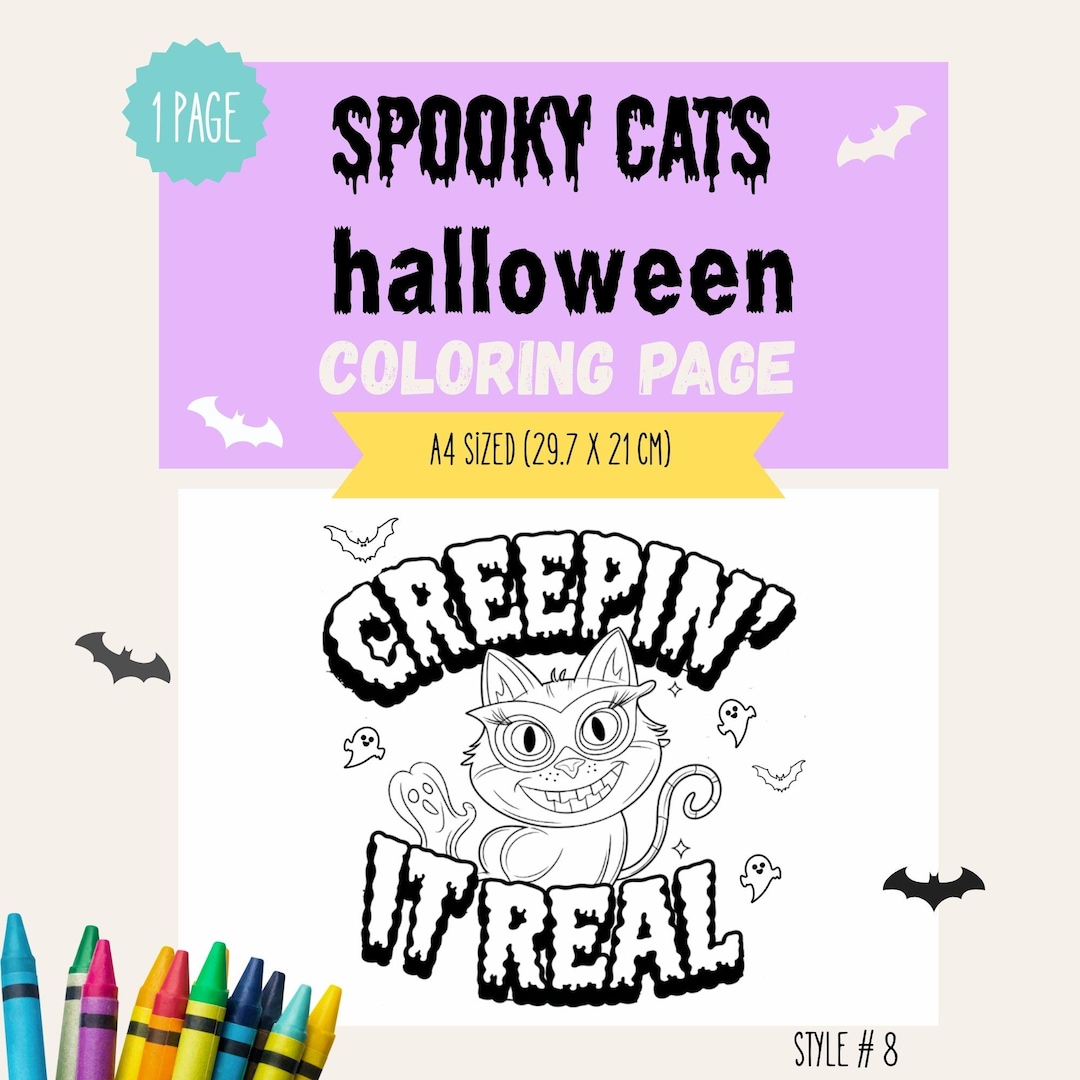 Spooky Cat Coloring Page #8 | Printable Halloween Cat PDF | Kids ...