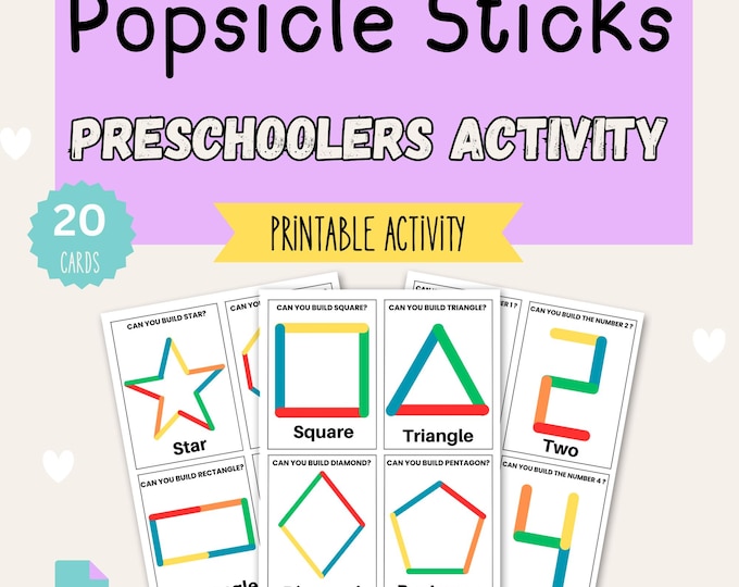 Popsicle Stick Shapes Busy Bag | Build-a-shape Learning Activity for ...