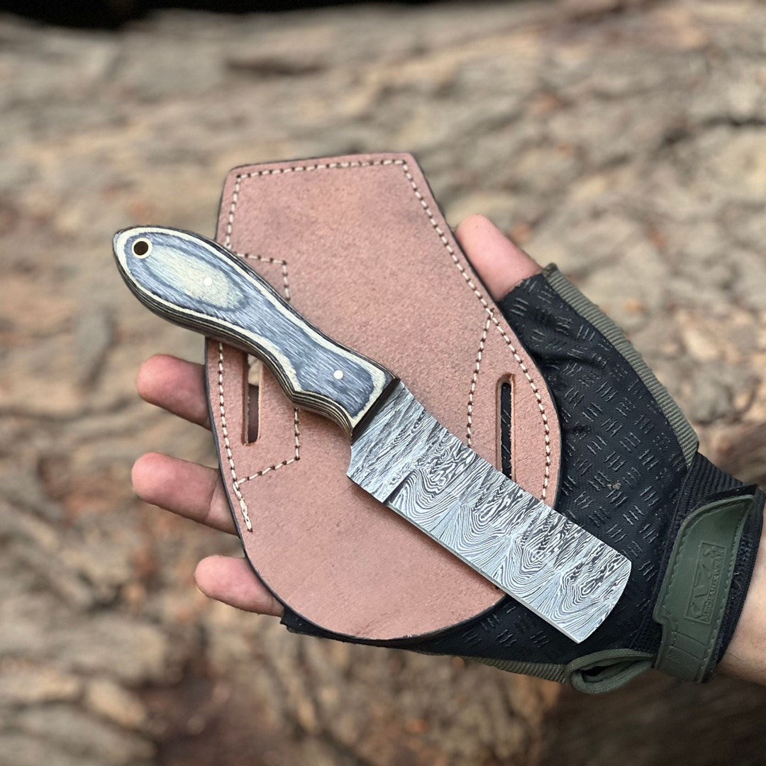 Cowboy Bull Cutter Knife Hand Forged Damascus Steel EDC Knife With ...