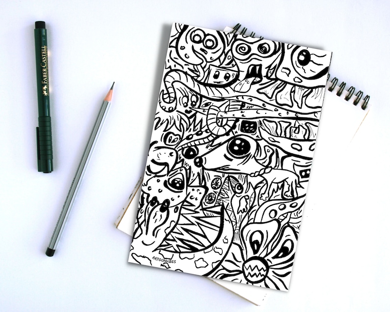 Trendy Zip up Hoodie Original Doodle Art Design All Over - Etsy