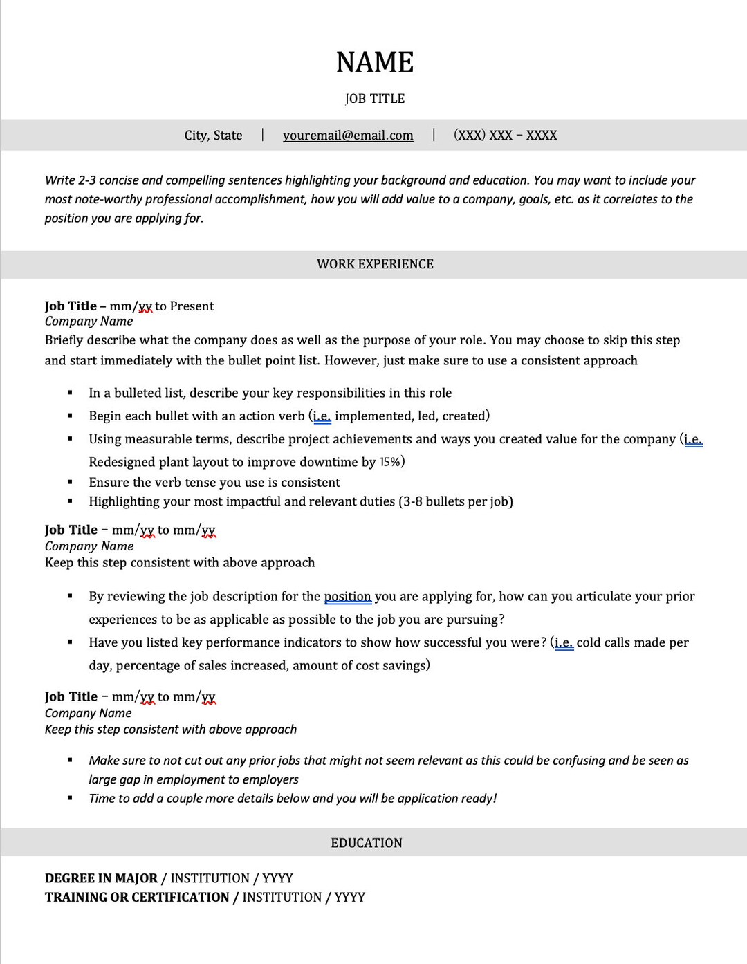 Simple, Organized, and ATS Friendly Resume Template - Etsy