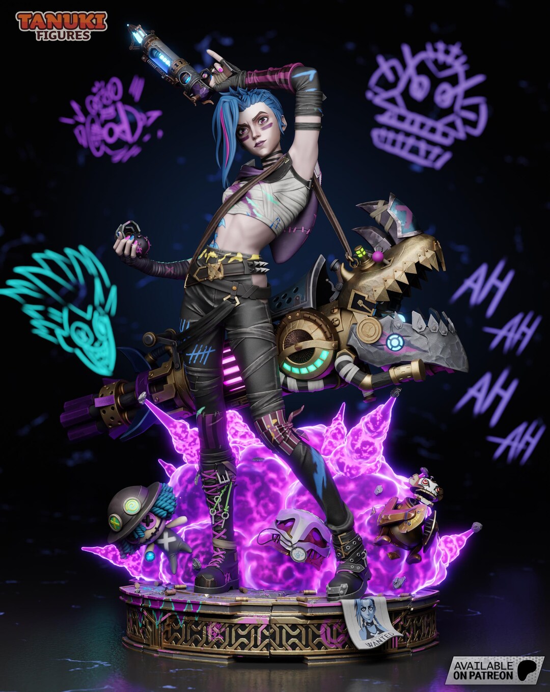 Hand-painted Jinx Statue: Lol Fan Art, Limited Edition Resin ...