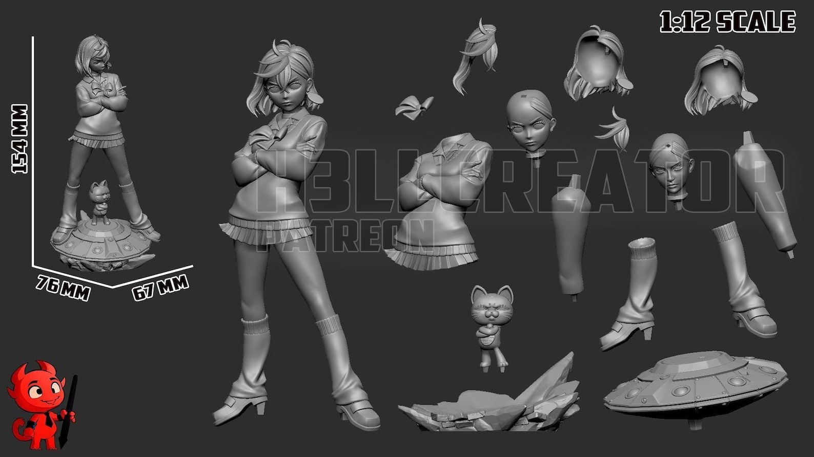 Anime Girl Diorama Statue / Momo Inspired Statue With Cat / Fan-made ...