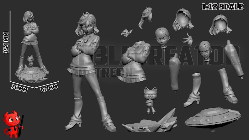 Anime Girl Diorama Statue / Momo Inspired Statue With Cat / Fan-made ...