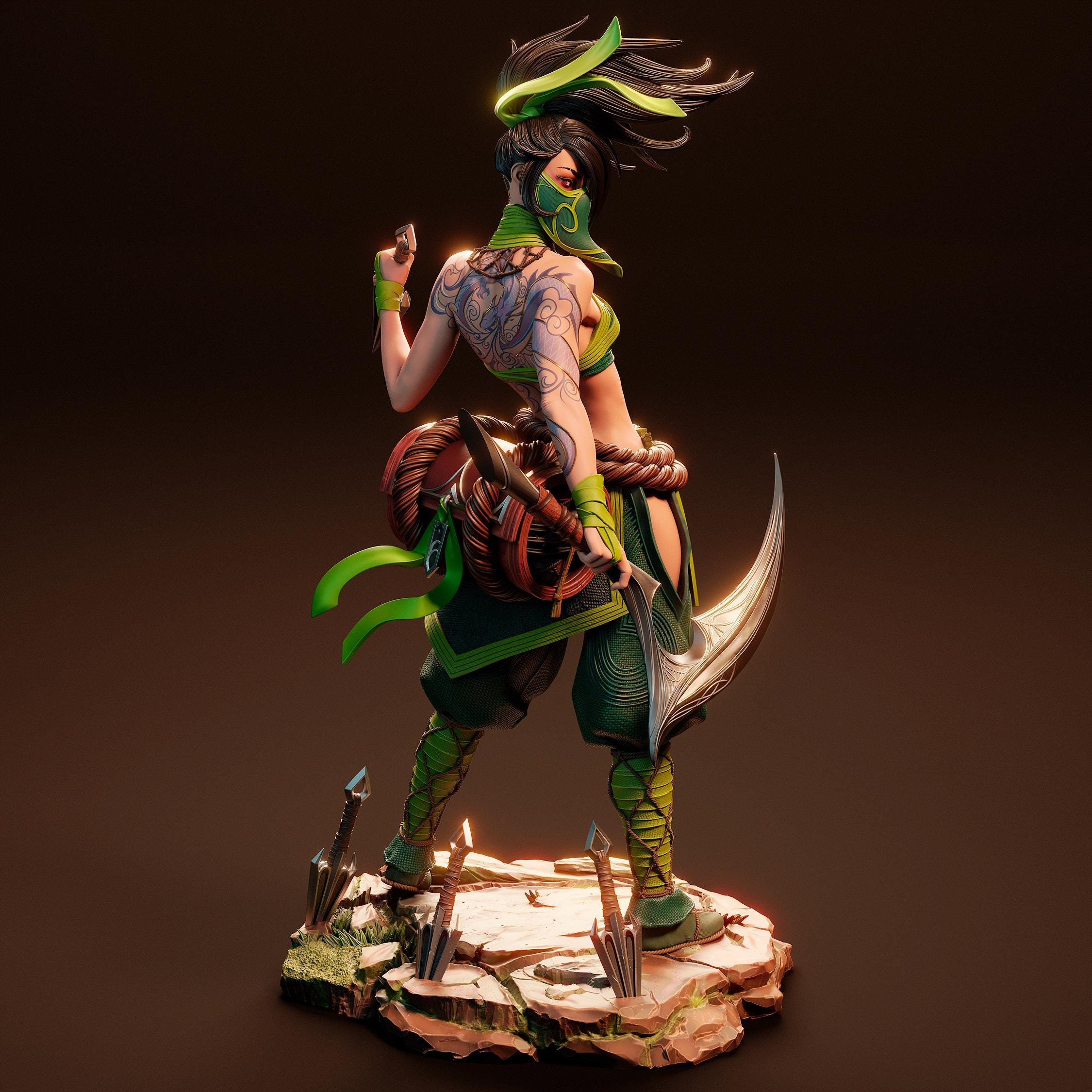 Hand-painted Akali Figurine: 3D Printed Lol Statue - Etsy