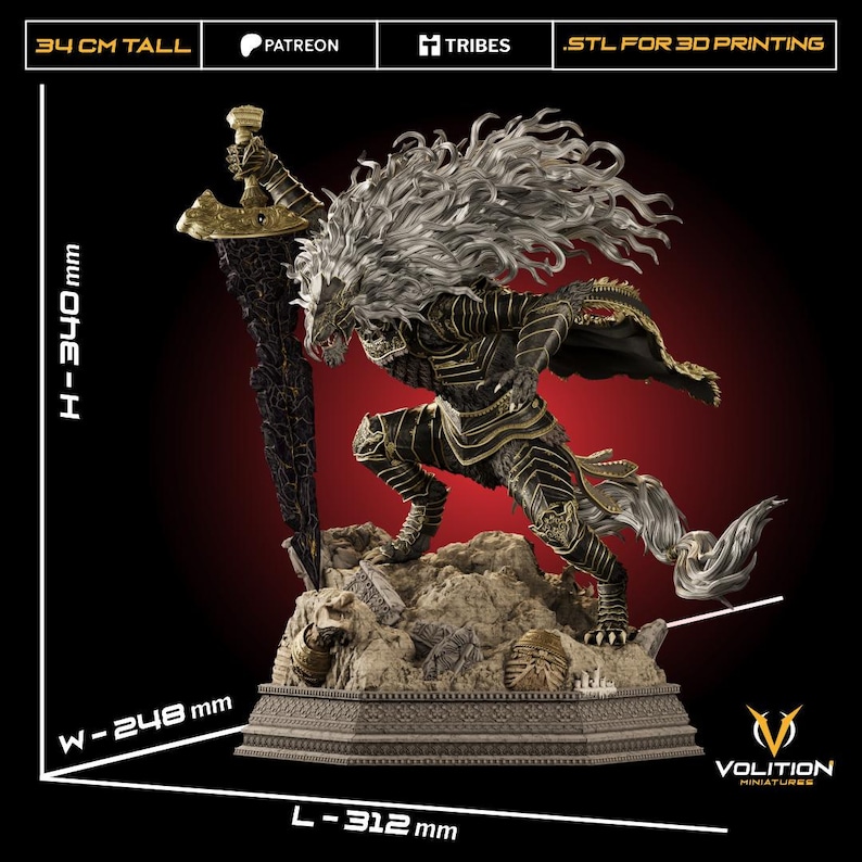Maliketh Black Blade Fan Art Statue: Hand-painted Resin Figure - Etsy