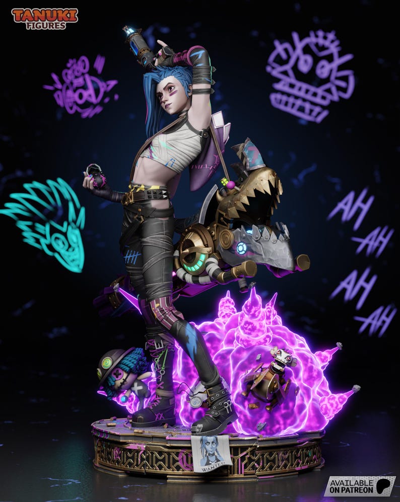 Hand-painted Jinx Statue: Lol Fan Art, Limited Edition Resin ...