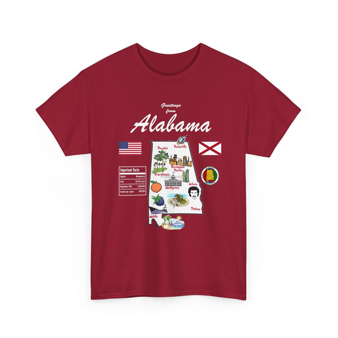 Alabama State Map - Unisex Tee, Art Print, Sweatshirt, Hoodie, Shirt, T ...