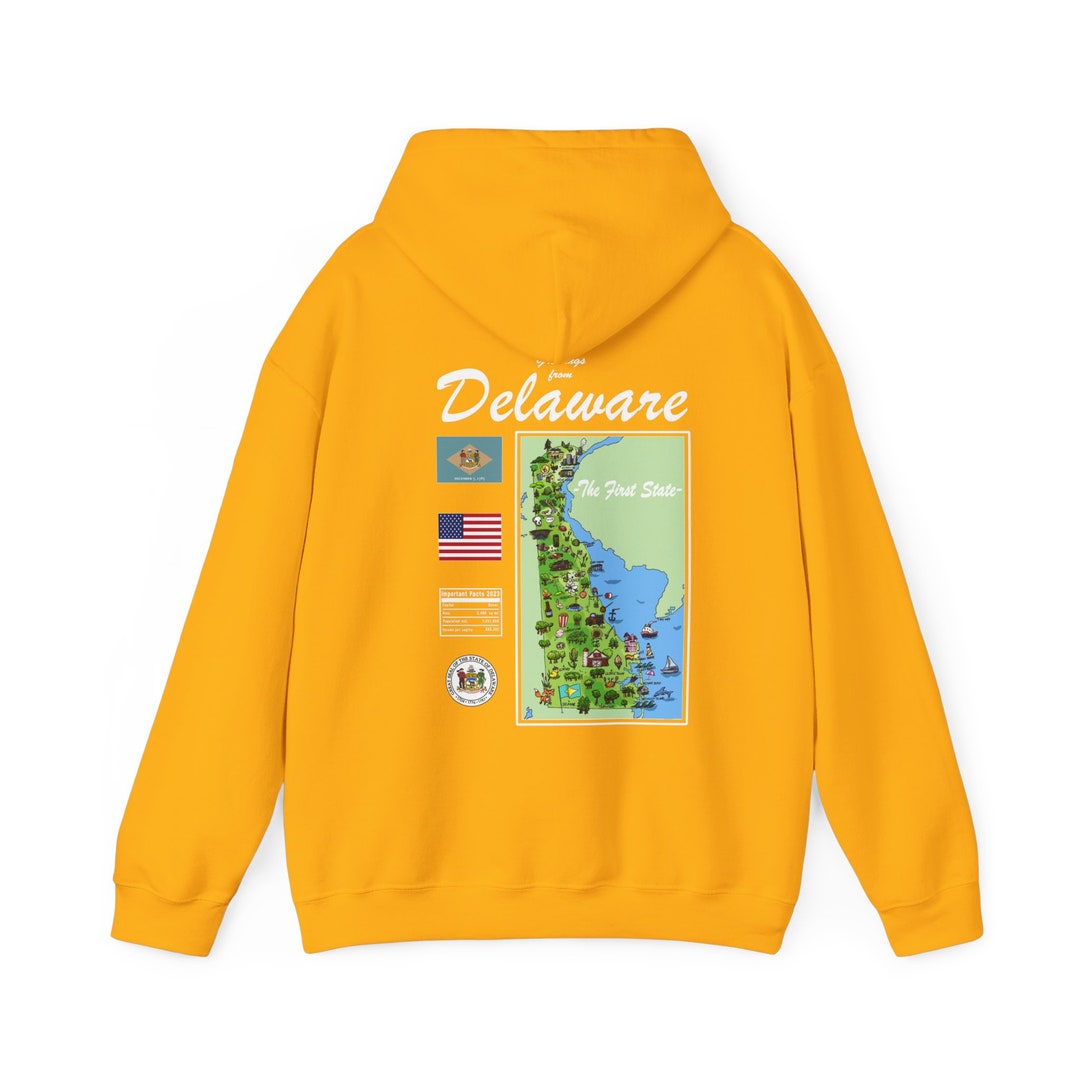 Delaware State Map - Unisex Hooded Sweatshirt, Art Print, Sweatshirt ...