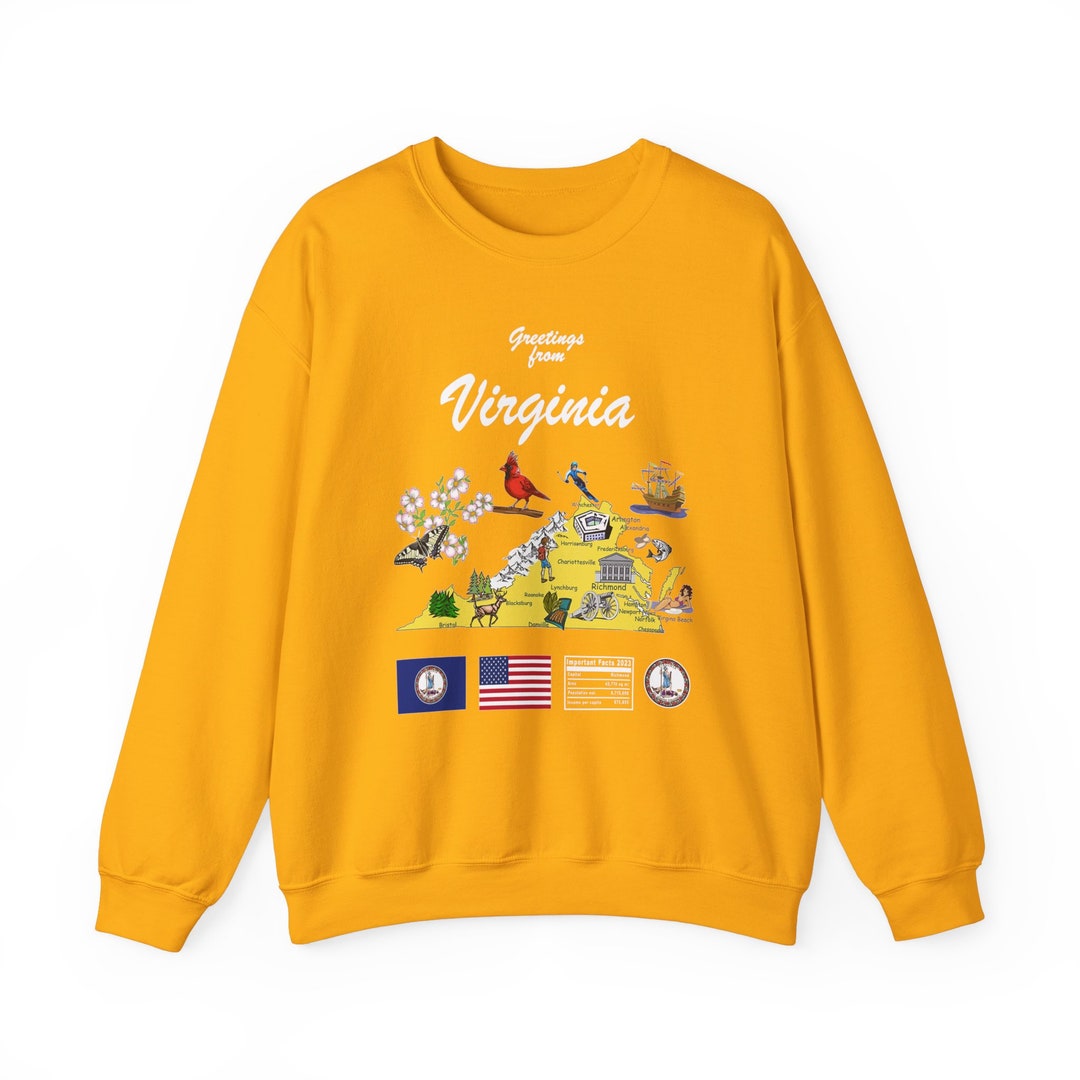 Virginia State Map - Unisex Sweatshirt, Art Print, Sweatshirt, Hoodie ...