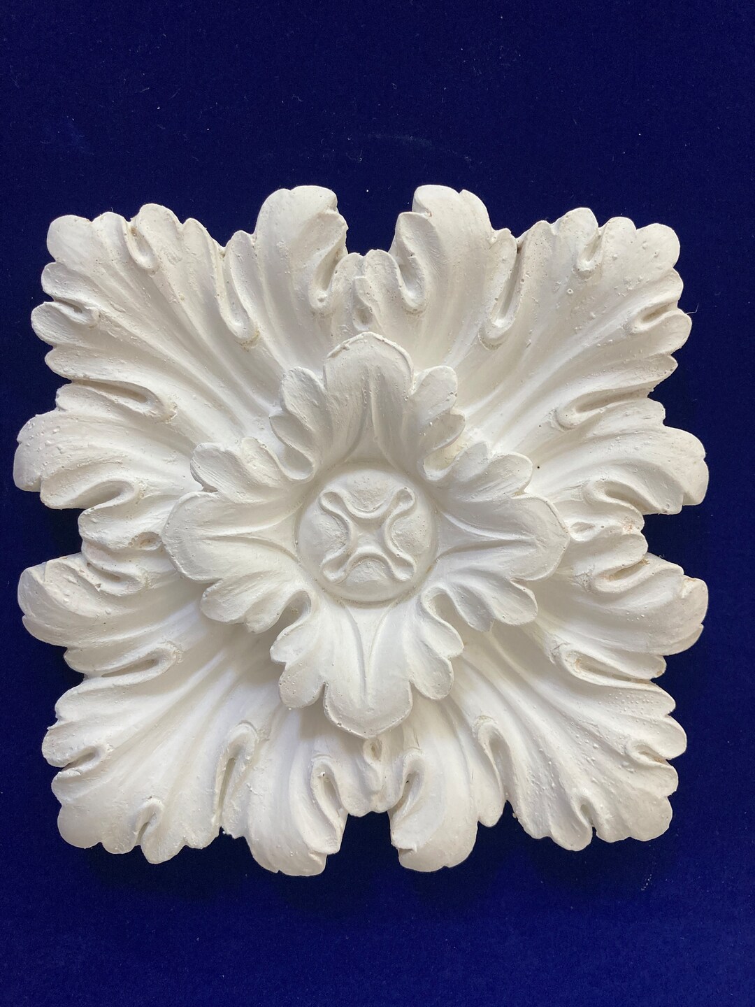 Square Plaster Rosette | Handmade Floral Wall Rosette | Square Wall ...