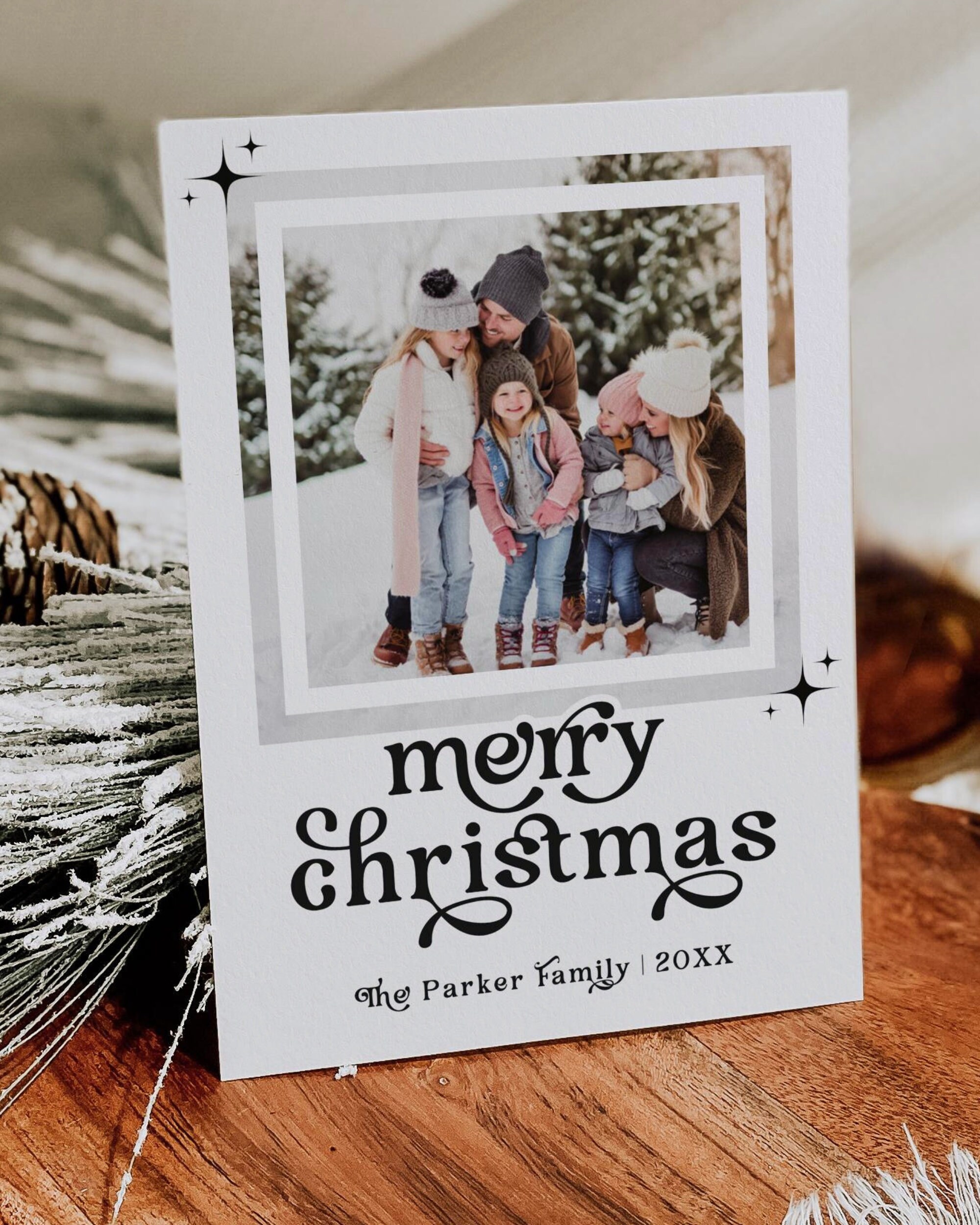Retro Holiday Card Template | Photo Holiday Card | Photo Christmas Card ...