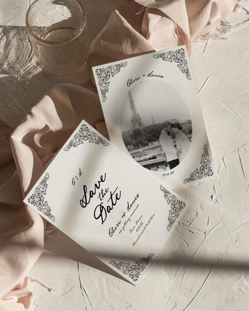 French Baroque Frame Wedding Invitation | Whimsical Wedding Invite ...