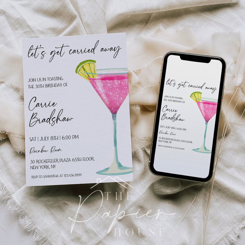 Editable Cocktail Birthday Invitation Template 30th Birthday - Etsy