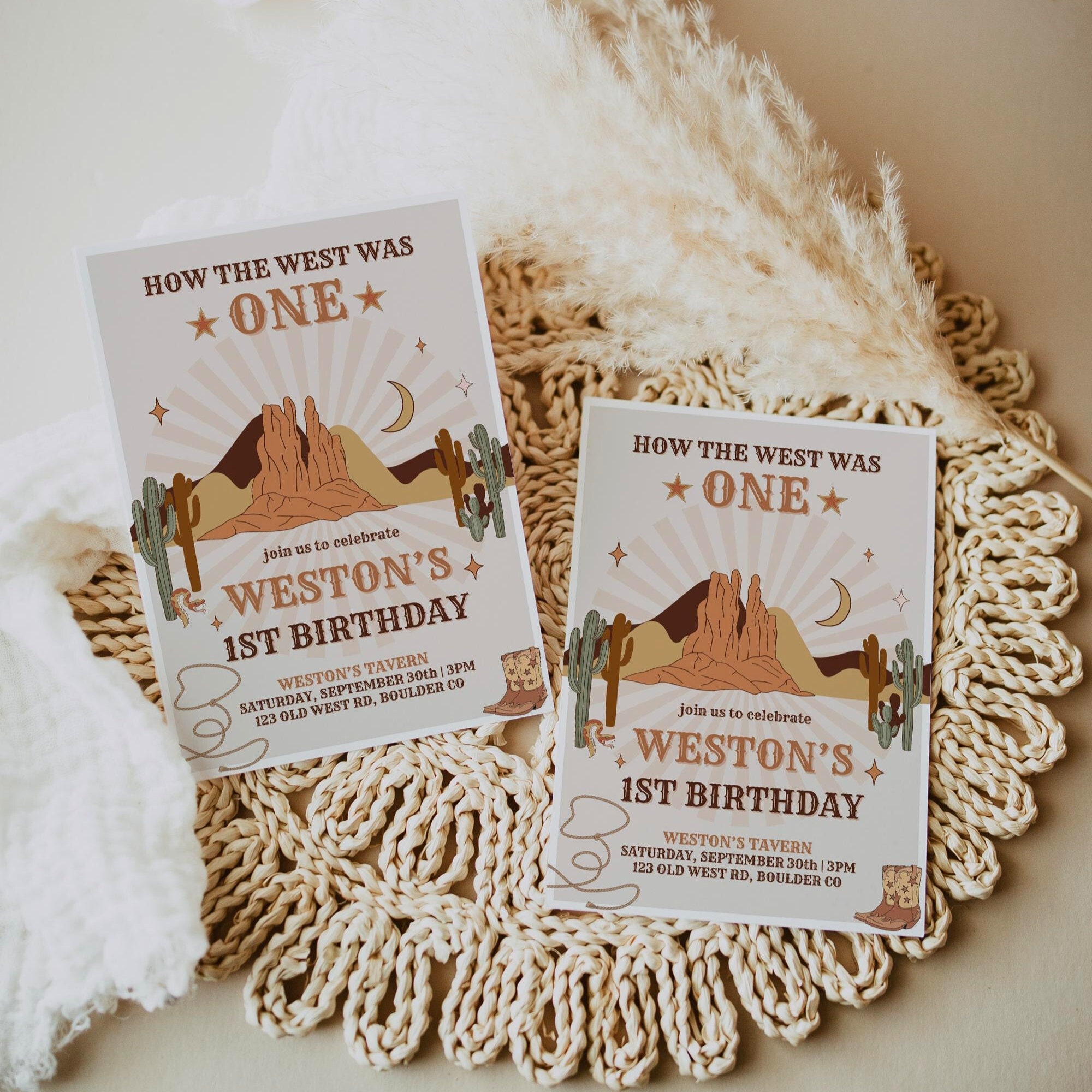Editable WILD WEST 1st Birthday Invitation Template Western - Etsy