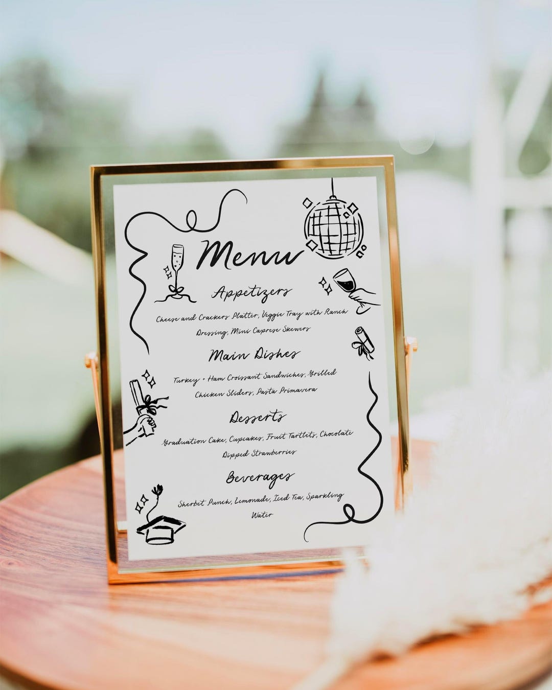 Hand Drawn Graduation Food Menu Sign 5x7 | Food Menu Sign | Food Sign ...