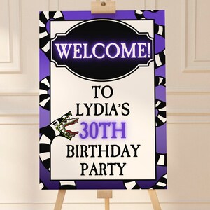 Editable Purple Beetle Birthday Welcome Sign Printable Welcome Sign ...
