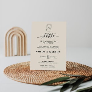 Surprise Engagement Party Invitation Template | Editable Minimal ...