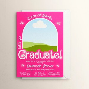 Hot Pink Graduation Invitation Barb Doll Themed Graduation Invite ...