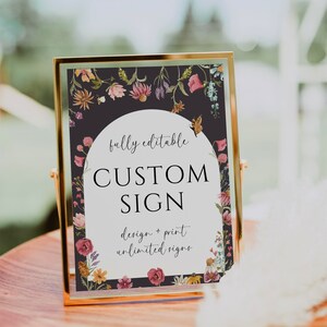 Editable Wildflower Arch Custom Sign, Wildflower Table Sign, Baby ...