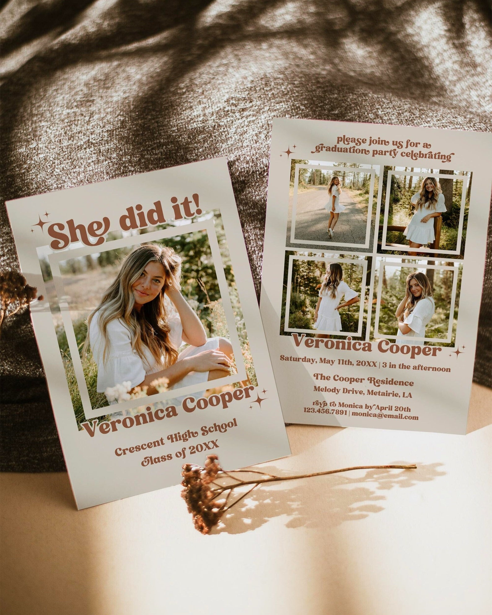 Retro Graduation Invitation Canva Template Graduation - Etsy