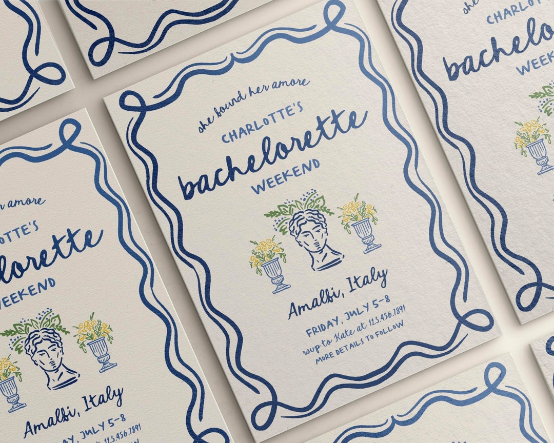 Italian Bachelorette Invitation Itinerary Template, Coastal ...