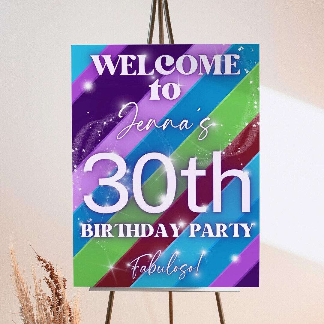 30 Flirty & Thriving Welcome Sign | 30th Birthday Welcome Sign Template ...