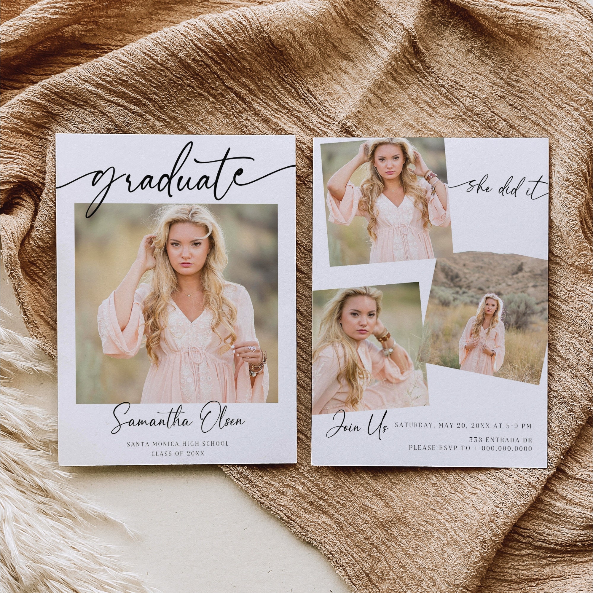 Minimalist Graduation Announcement Template Photo Collage - Etsy