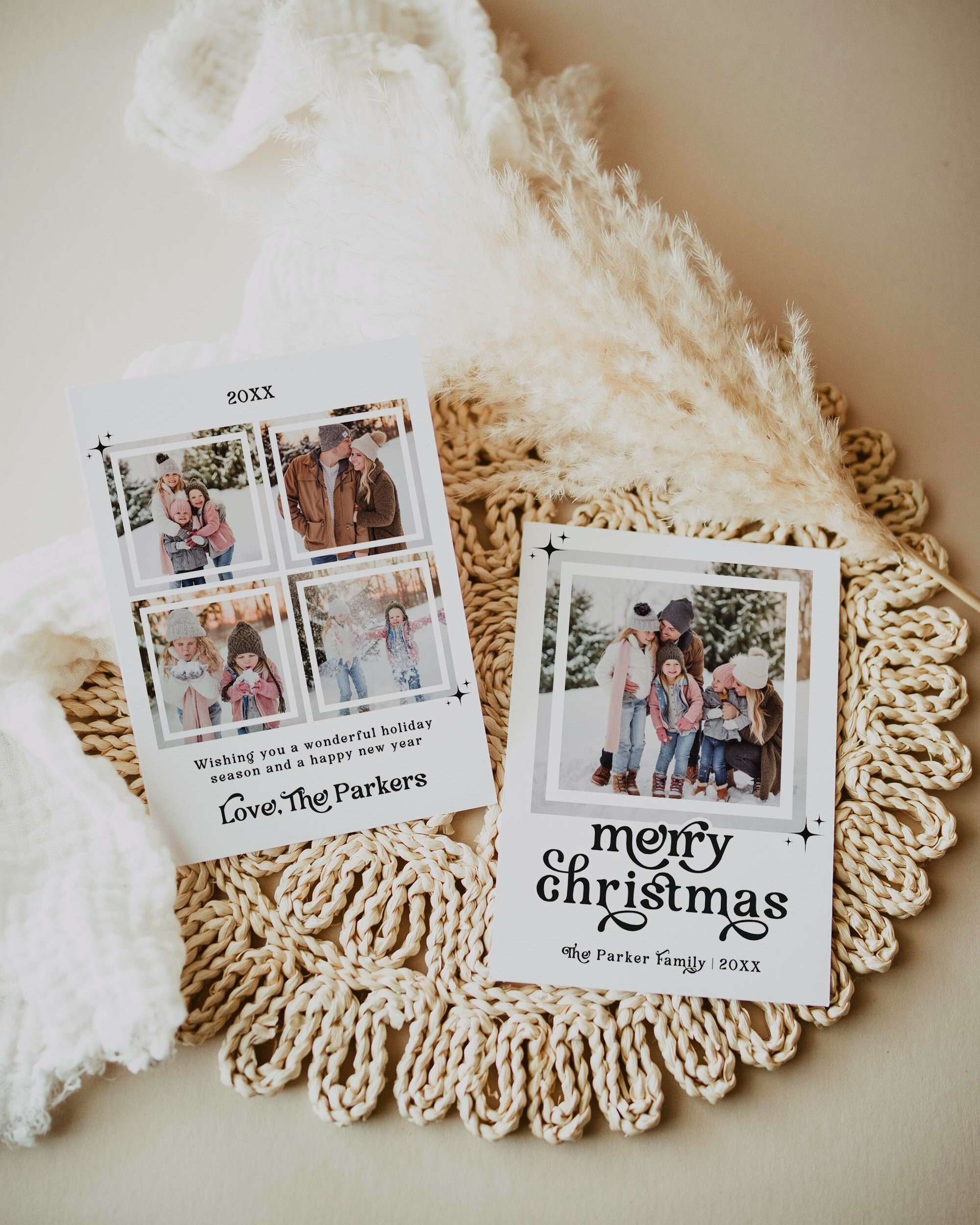 Retro Holiday Card Template | Photo Holiday Card | Photo Christmas Card ...