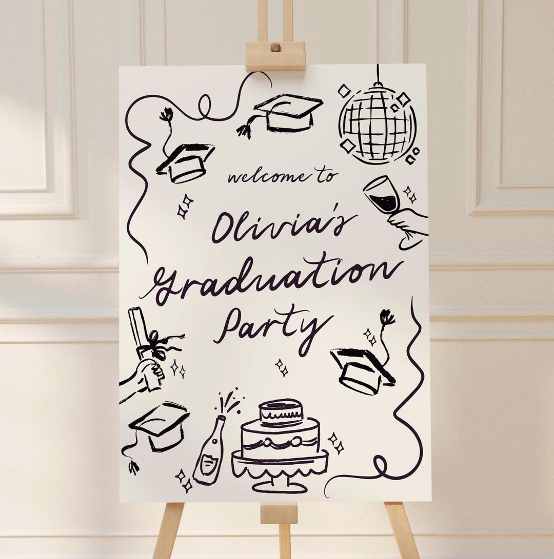 Hand Drawn Graduation Welcome Sign Template 18x24 | Graduation Party ...