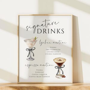 Lychee & Espresso Martini Signature Drinks Bar Sign Template | A Tini ...