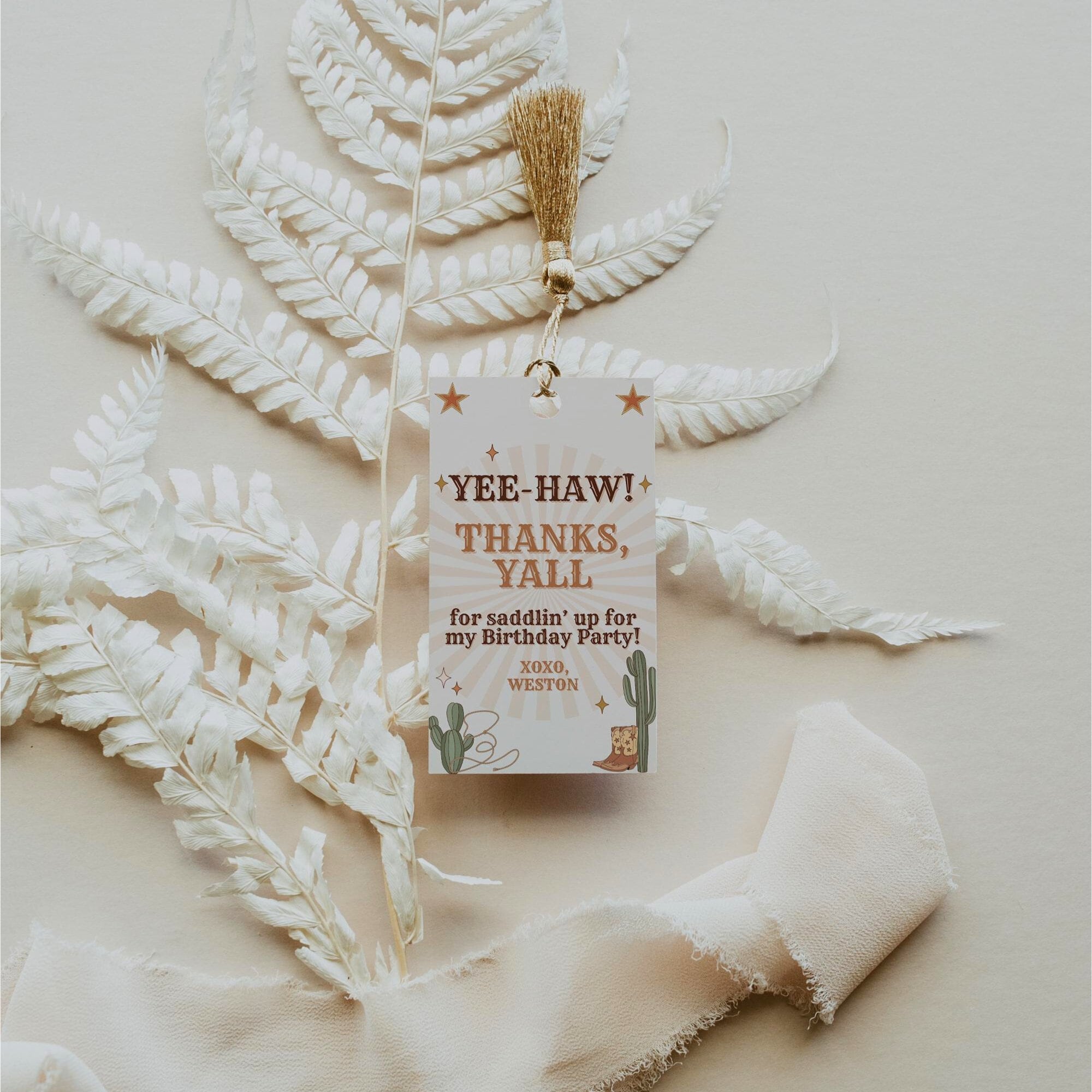 WILD WEST Birthday Thank You Gift Tag Template | Editable Western Gift ...