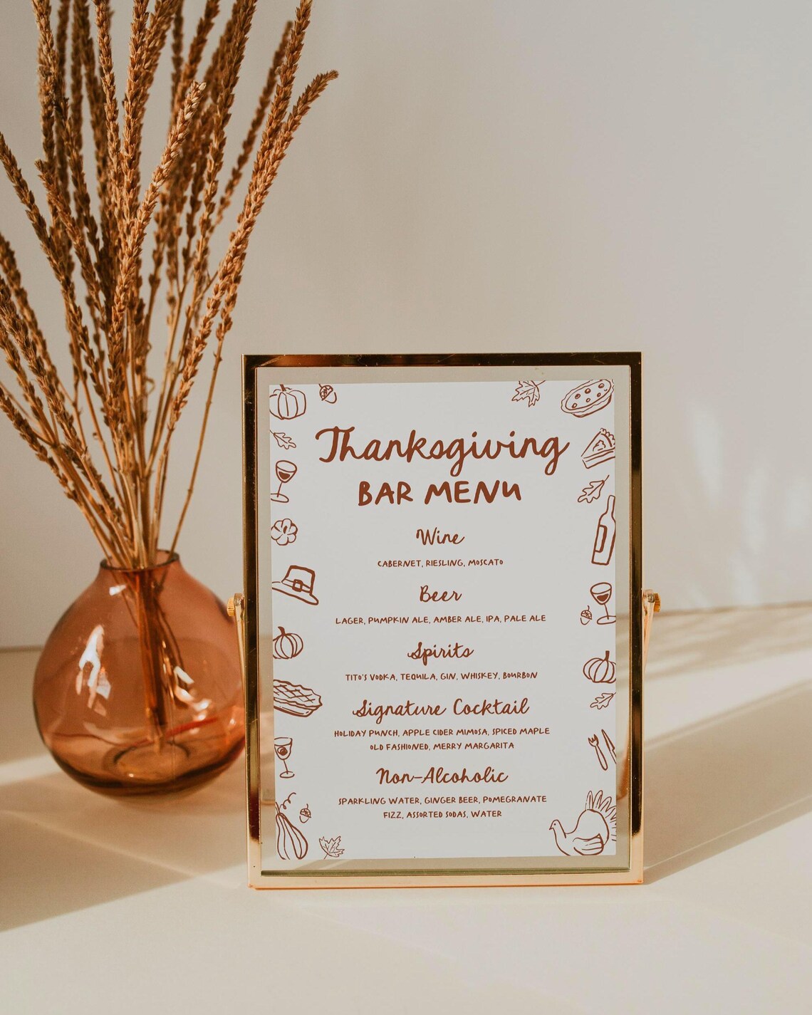 Thanksgiving Cocktail Drink Menu Sign Editable | Fall Cocktail Menu ...