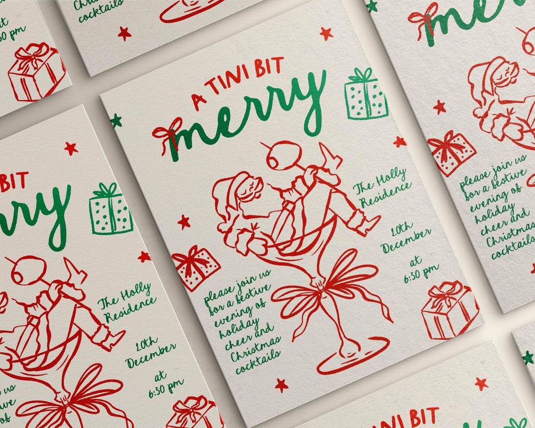 A Tini Bit Merry Christmas Party Invitation Template | Holiday Cocktail ...