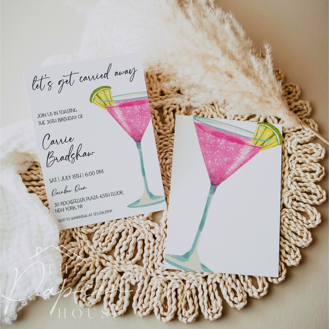 Editable Cocktail Birthday Invitation Template | 30th Birthday Invite ...