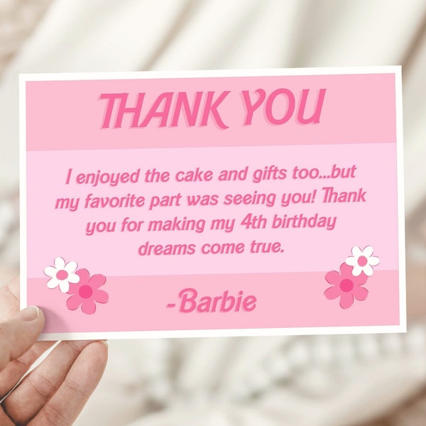 Barbie Template Thank You - Etsy