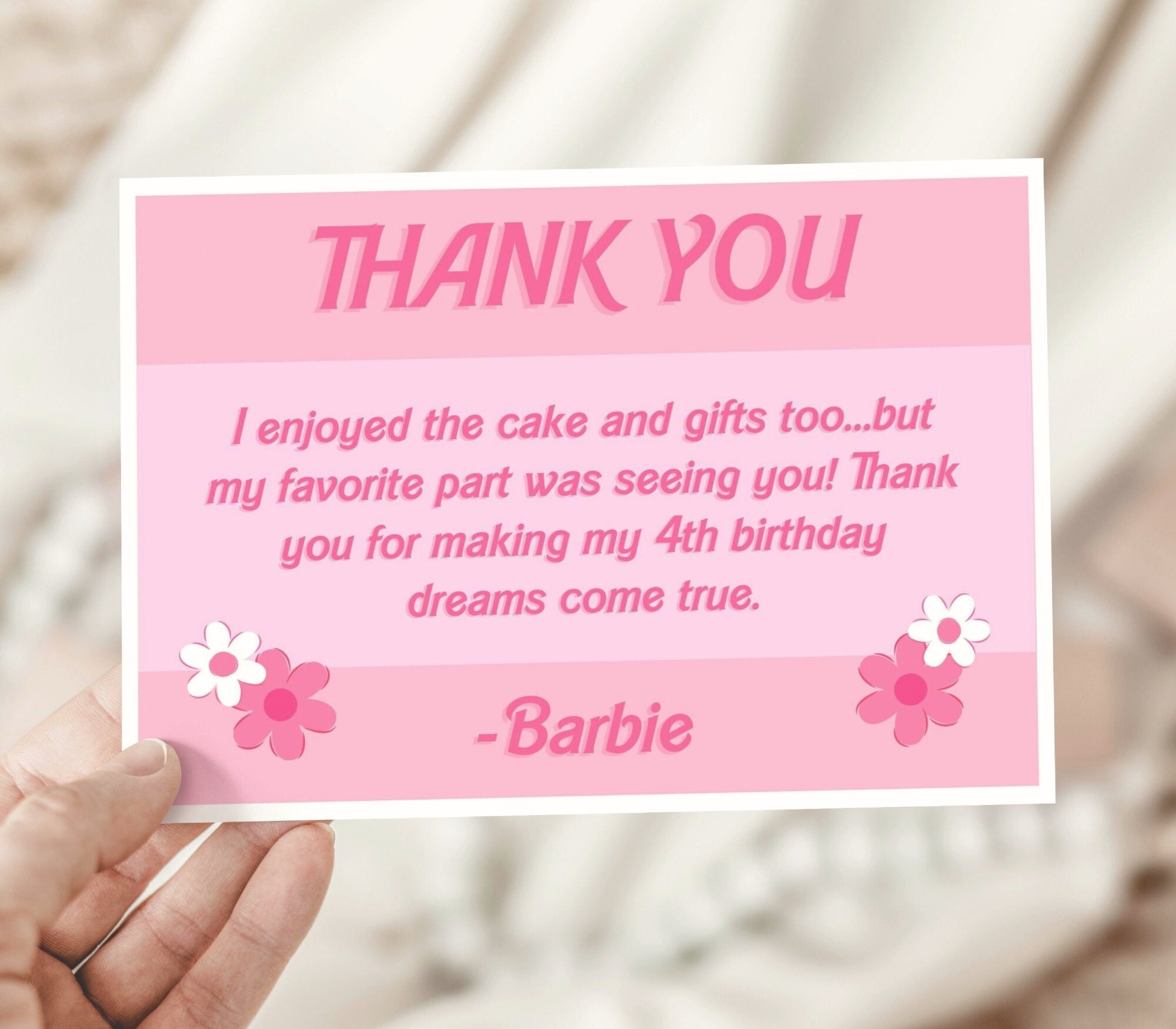 Barb Birthday Thank You Card Template Pink Barb Doll Thank You Card ...