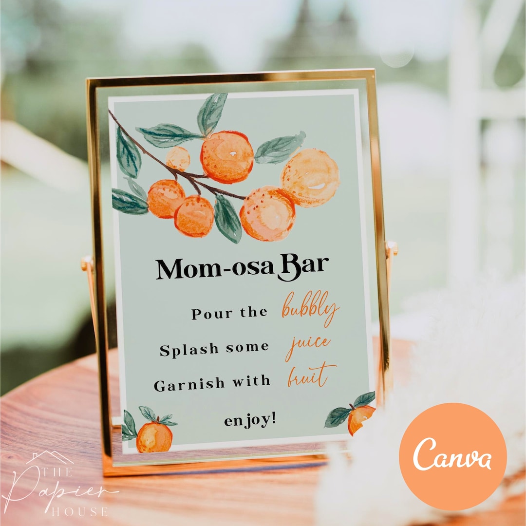 Mimosa Bar Baby Shower Sign Template | Little Cutie Baby Shower Mimosa ...