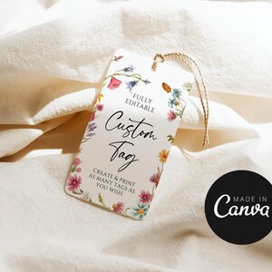 Editable Wildflower Gift Tag Template | Custom Gift Tag | Flower Gift ...